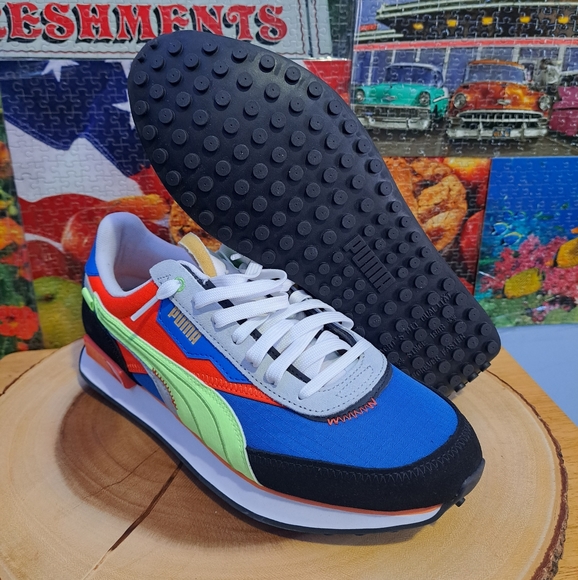 Puma | Shoes | Puma Future Rider Displaced Lace Up Mens Blue Sneakers ...